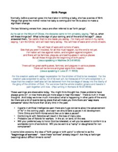 Birth Pangs – Bible View Points